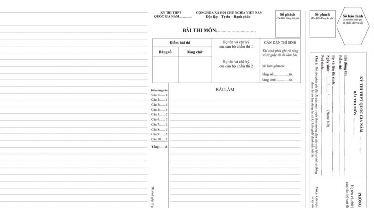 Mẫu Giấy Kiểm Tra Cấp 1, Cấp 2, Giấy Khổ A4, A3 Có File Word